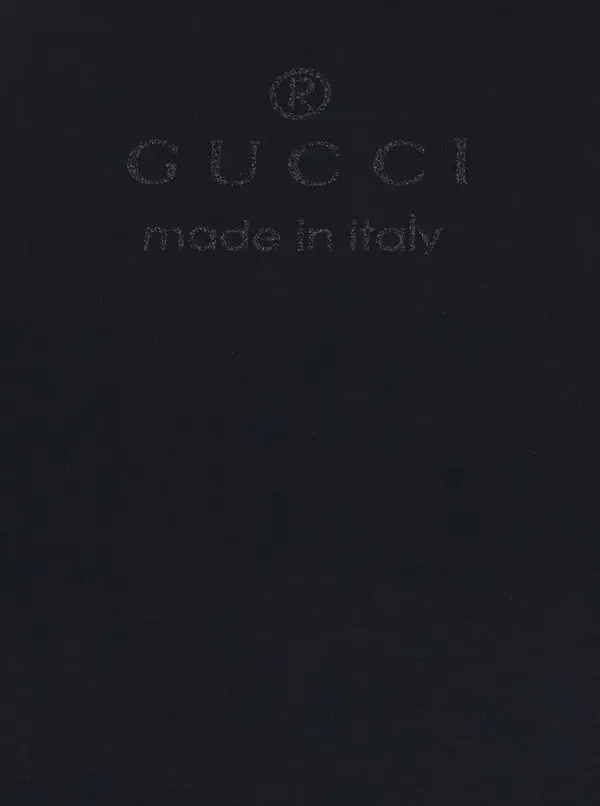 Gucci Black T-shirt With Round Neck And Front Logo In Cotton