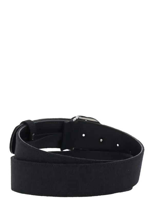 Gucci Black Belt With Interlocking Gg Buckle In Gg Canvas For
