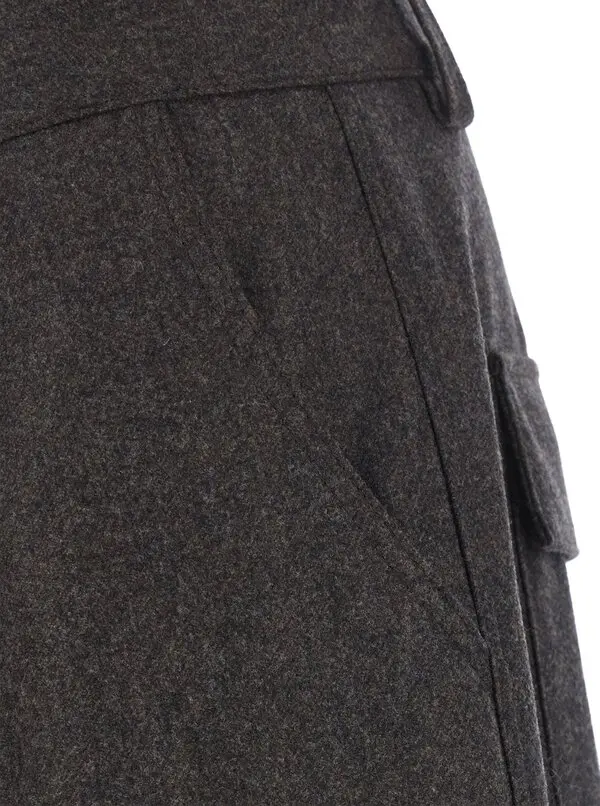 Brunello Cucinelli Brown Pants With Cargo Pockets And Belt Loops In Virgin Wool