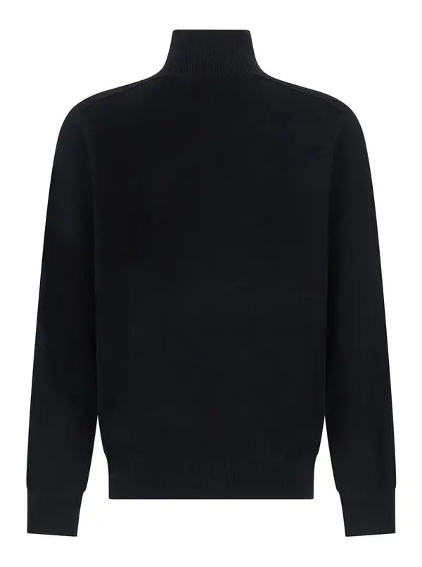 Burberry Half-zip Black Merino Sweater For