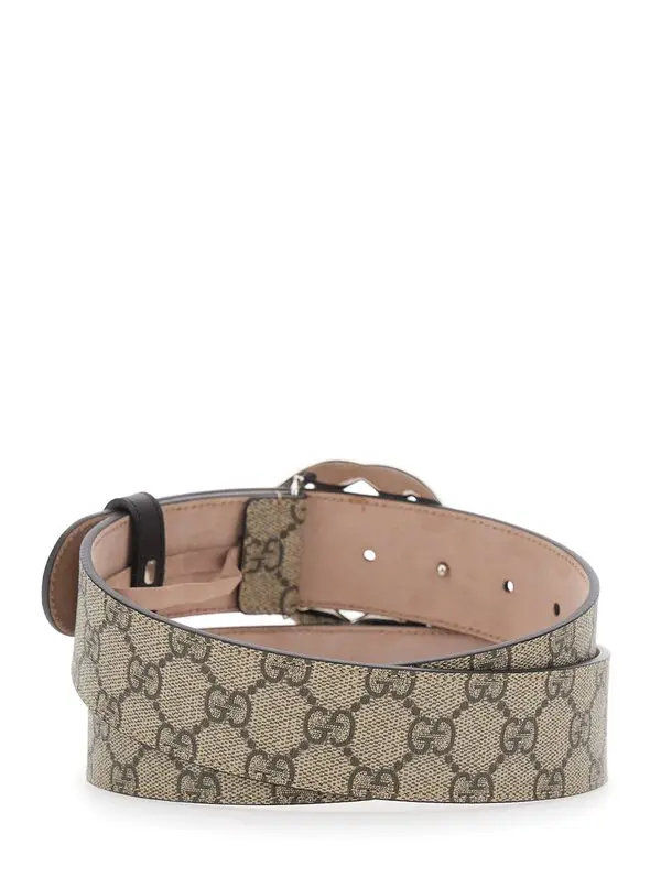 Gucci Beige Belt With Interlocking Gg Buckle Closure In Gg Canvas For
