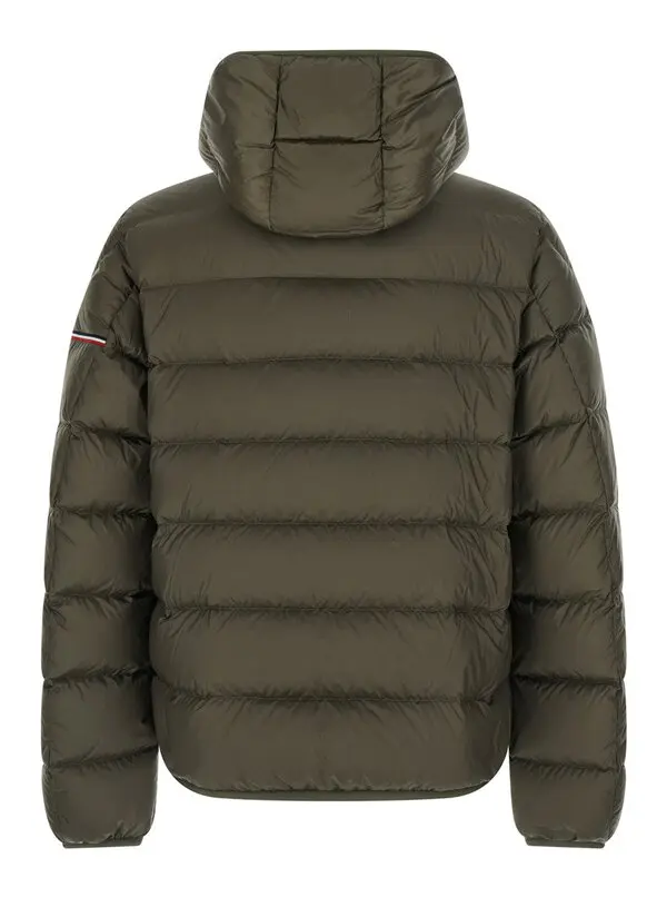 Moncler Ravenlock' Green Down Jacket With Applied Logo Patch On The Sleeve In Tech Fabric For - Multicolor