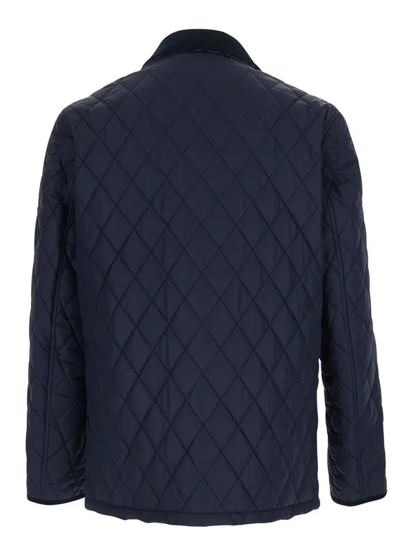 Burberry Blue Jacket With A Classic Collar And Two Front Pockets In Tech Fabric For