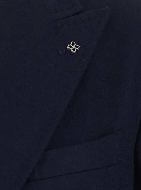 Tagliatore Montecarlo' Blue Double-breasted Jacket With Wide Notched Revers In Fabric For