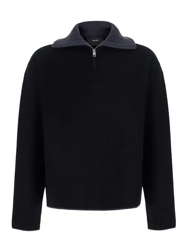 Axel Arigato Trace Half Zip Sweater With High Collar And Long Sleeves In Black Tech Fabric - Multicolor