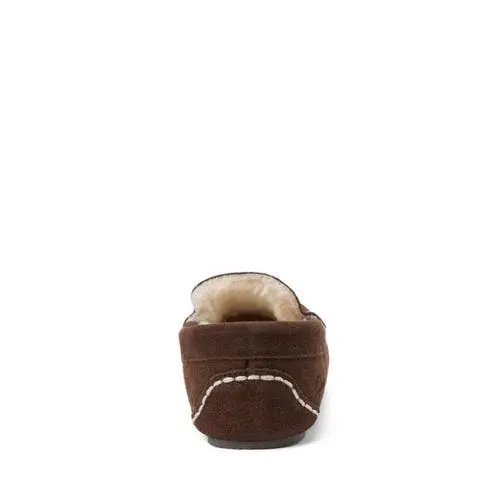 Clarks Suede Driver Moc With Accent Stitch Detail Slippers - Chocolate