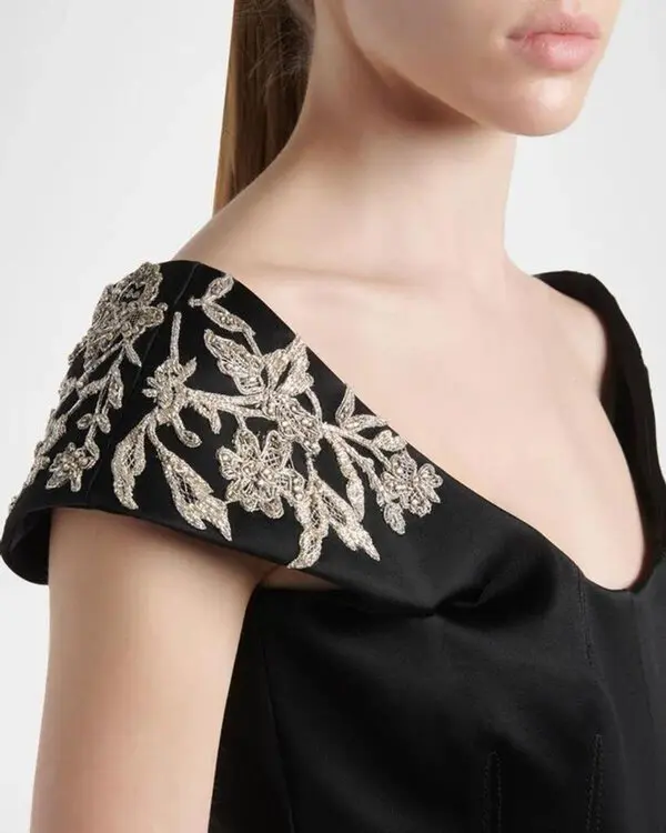 Alexander McQueen Embellished Off-the-shoulder Mini Cocktail Dress - Black