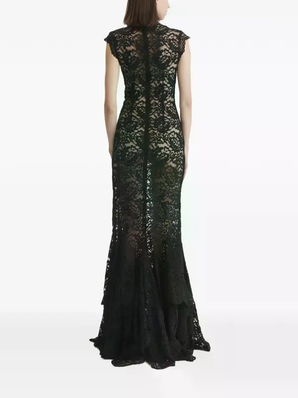 2310 STUDIO Lace-overlay Fishtail Maxi Dress