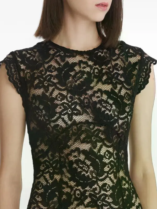 2310 STUDIO Lace-overlay Fishtail Maxi Dress