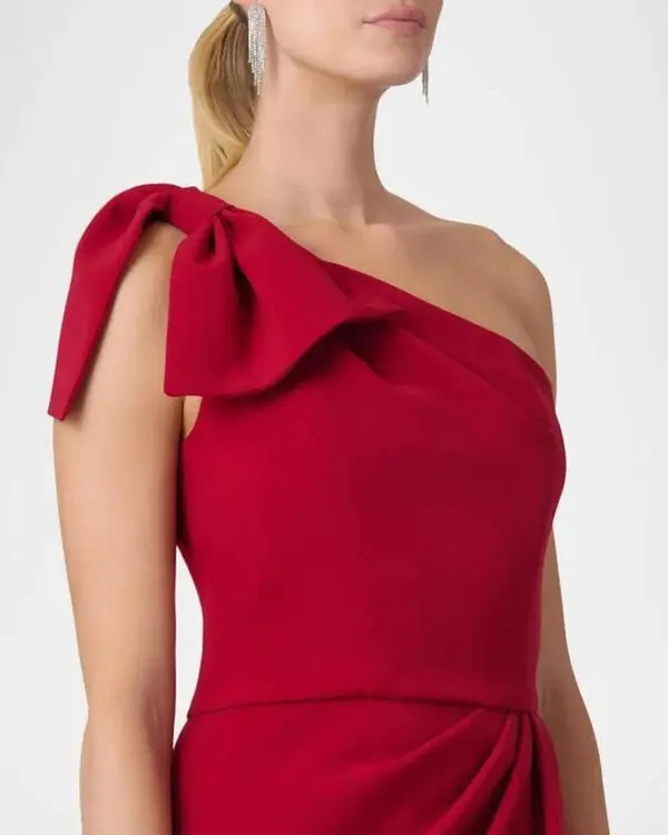 Shoshanna Killian One-shoulder Stretch Crepe Gown - Ruby