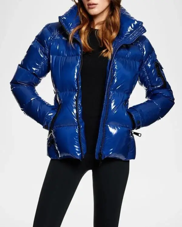 Sam. Freestyle Shiny Nylon Shaped Puffer Jacket - Tide