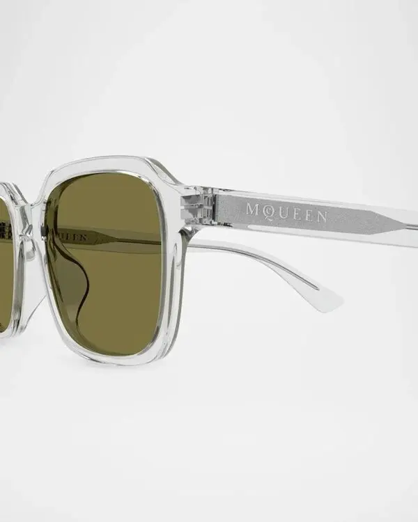 Alexander McQueen Apos;s Am0571s Signature Essential Recycled Acetate Square Sunglasses - Grey