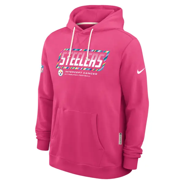 Nike Pittsburgh Steelers Crucial Catch Sideline Standard Issue Dri-fit Nfl Pullover Hoodie - Pink