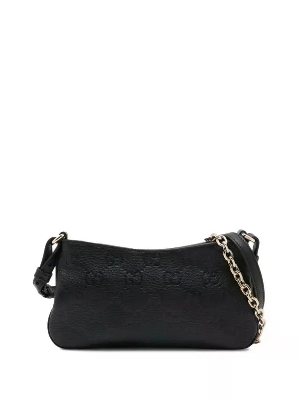 Gucci 2000-2015 Guccissima Emblem Chain Shoulder Bag - Black