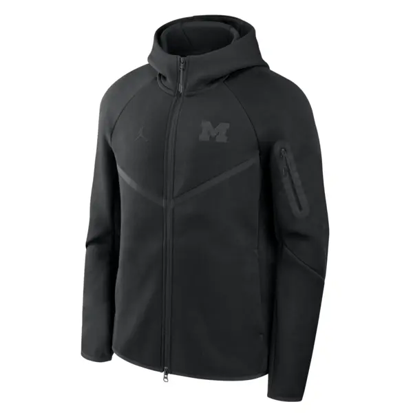Nike Michigan Tech Fleece College Full-zip Hooded Jacket - Black