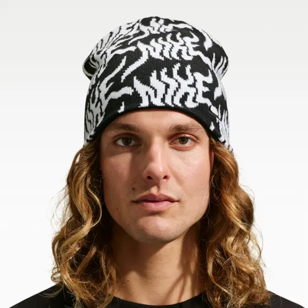 Nike Peak Uncuffed Graphic Beanie - Black