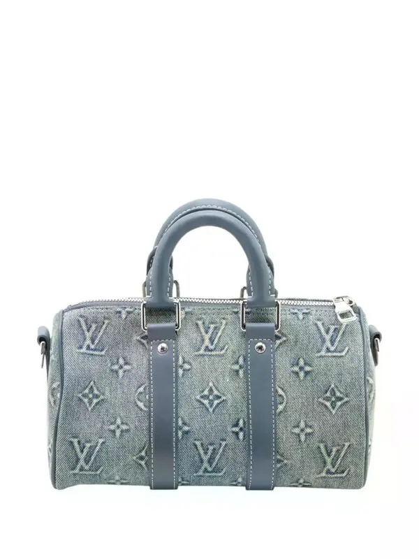 LOUIS VUITTON 2021-2026 Monogram Denim Keepall Bandouliere 25 Satchel