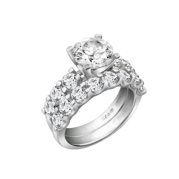 DIAMONBLISS 3 Carats Round Cut Solitaire Wedding Set