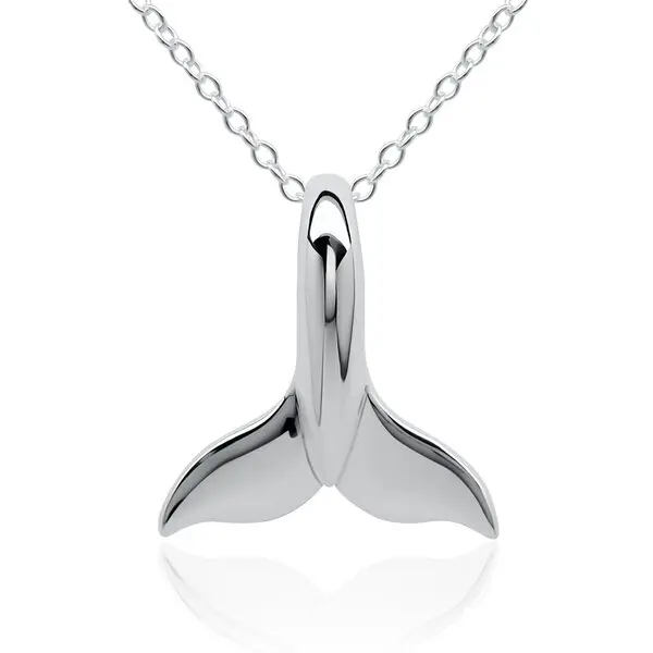 ADRIAN ASHLEY Classic Whale Tail Necklace. Polished, Tarnish Resistant Solid Chain