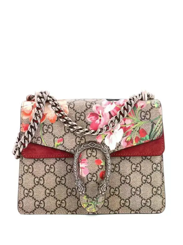 Gucci Dionysus Bag Blooms Print Gg Coated Canvas Mini Shoulder Bag - Brown