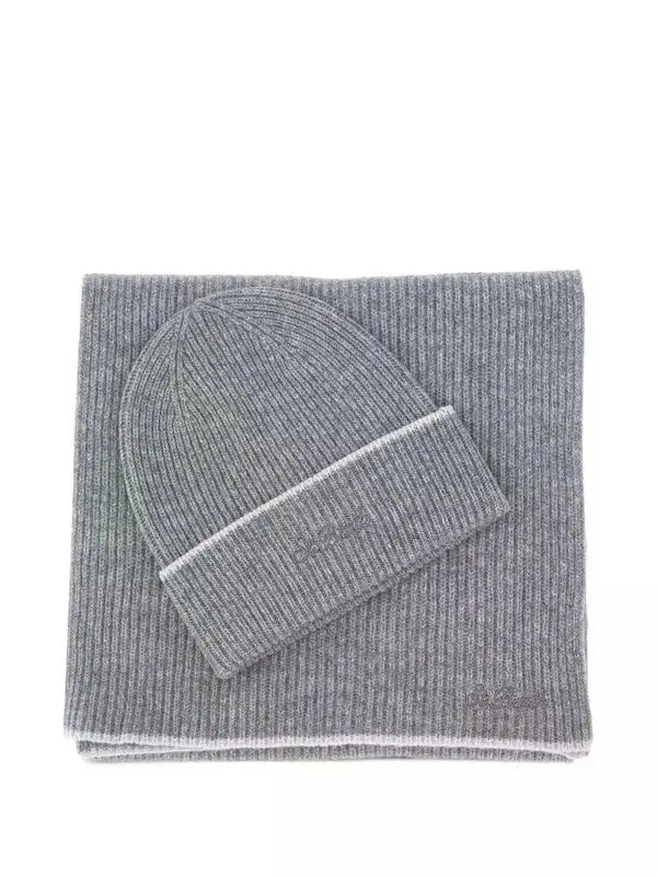 MC2 SAINT BARTH Ribbed-knit Wool Scarf And Beanie Hat Set