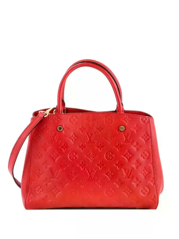 LOUIS VUITTON Montaigne Handbag Monogram Empreinte Leather Mm Satchel - Red