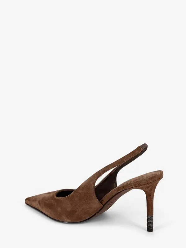 Brunello Cucinelli Suede Pumps With Monili Detail On The Heel