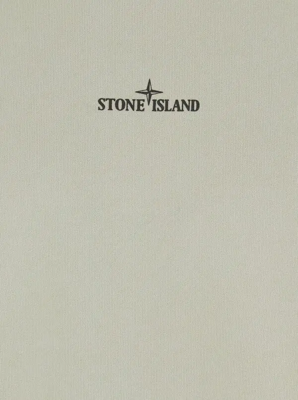 Stone Island Beige Sweatshirt With Logo Print On The Front And Back In Cotton For