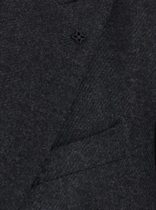 Tagliatore Montecarlo' Grey Double-breasted Jacket With Peak Revers And Pin On The Front In Wool For - Gray