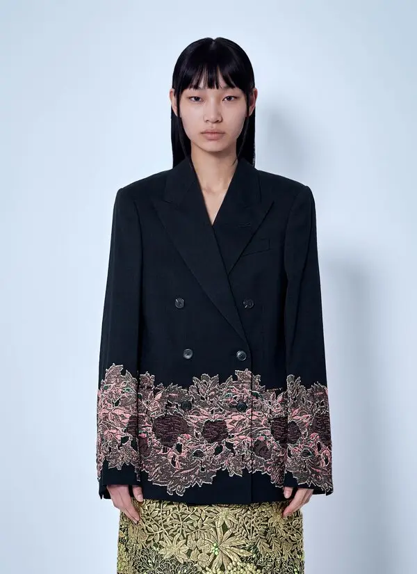 Dries Van Noten Embroidered Double-breasted Blazer - Black