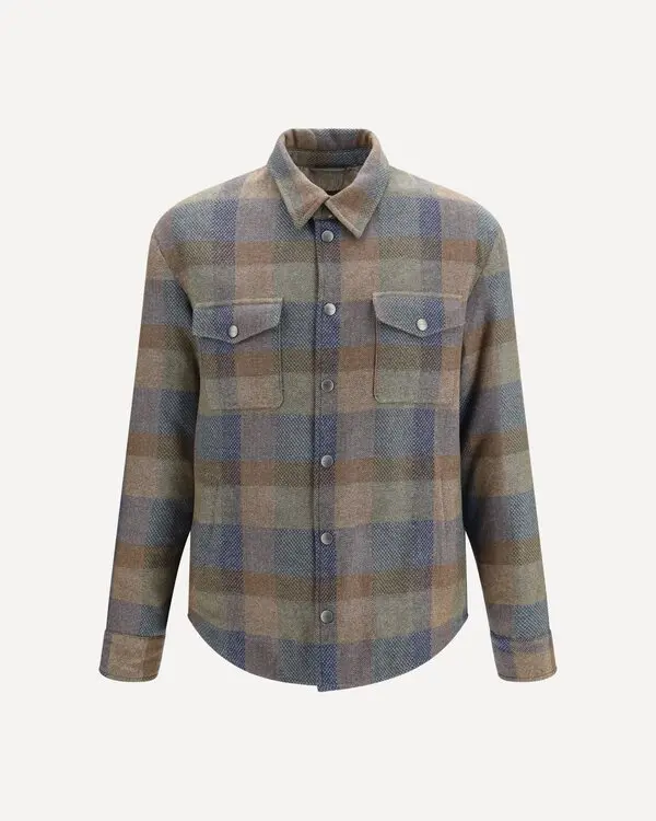 Etro Woo And Cashmere Check Shirt Mae - Multicolour