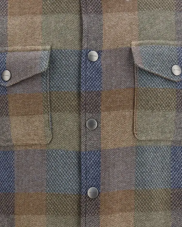 Etro Woo And Cashmere Check Shirt Mae
