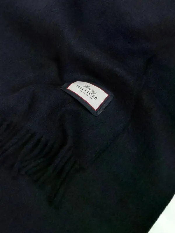 Tommy Hilfiger Logo-patch Fringed Scarf - Blue