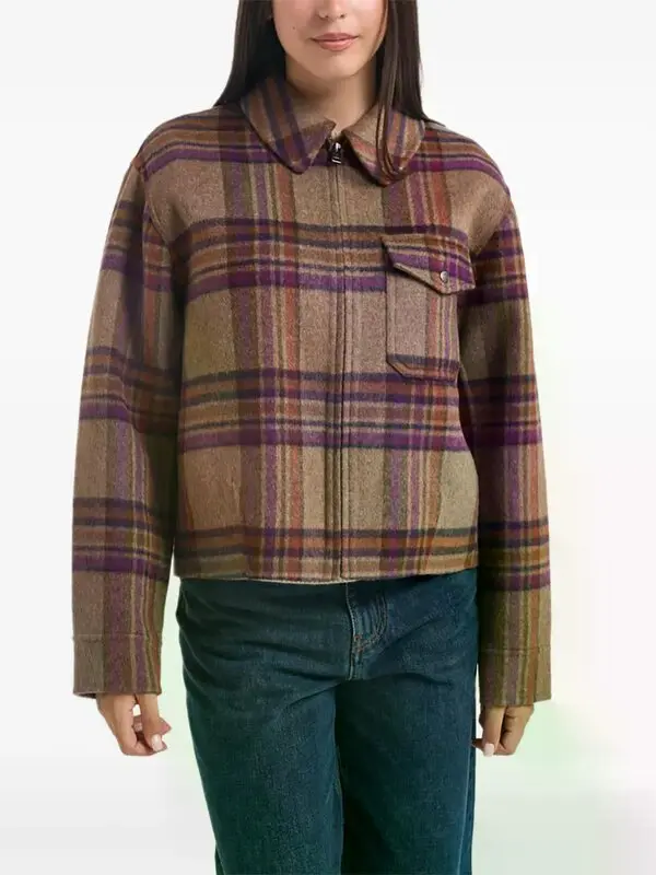 Woolrich Check-pattern Zip-up Jacket - Brown