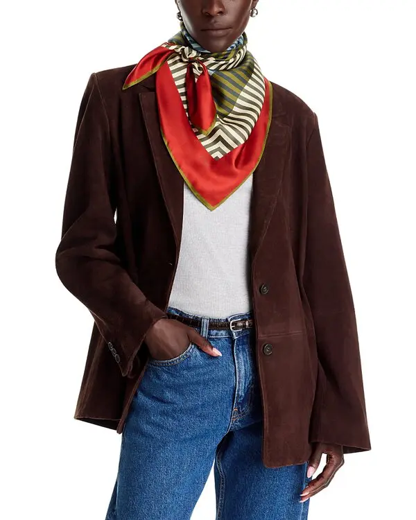 Echo Concentric Stripes Silk Scarf - Olive