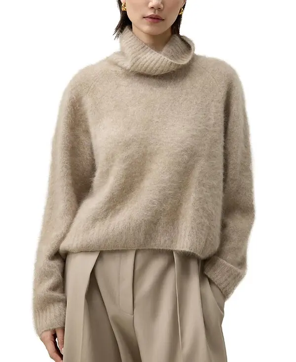 Lilysilk Brushed Cashmere Turtleneck Sweater - Camel