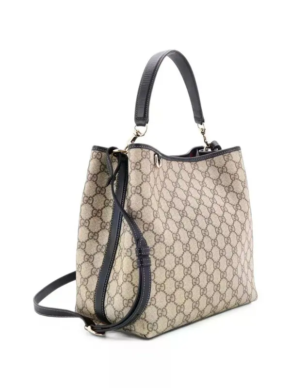 Gucci Gg Emblem Gg Coated Canvas Medium Bucket Bag - Brown