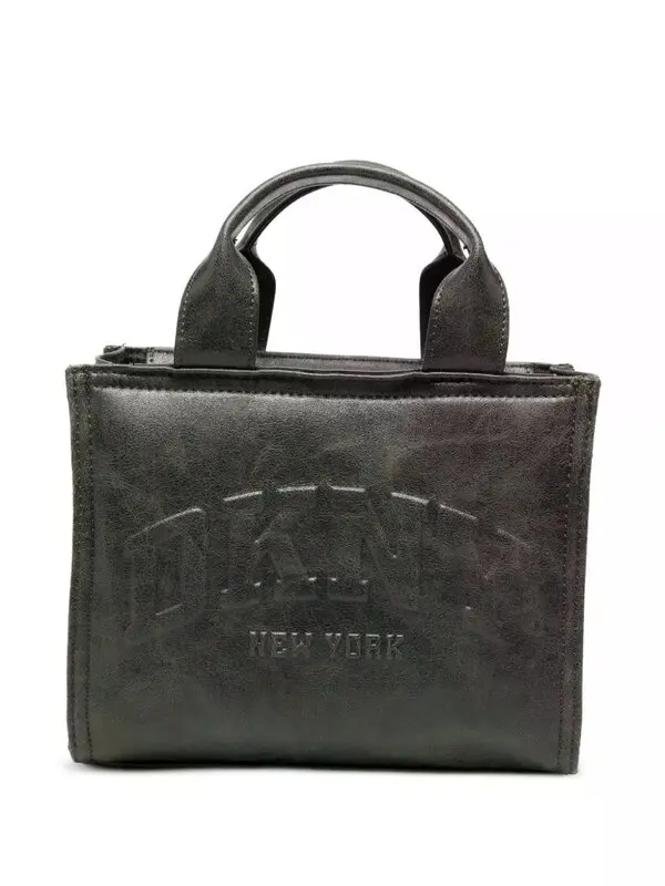 Dkny Logo-embossed Metallic Tote Bag - Grey