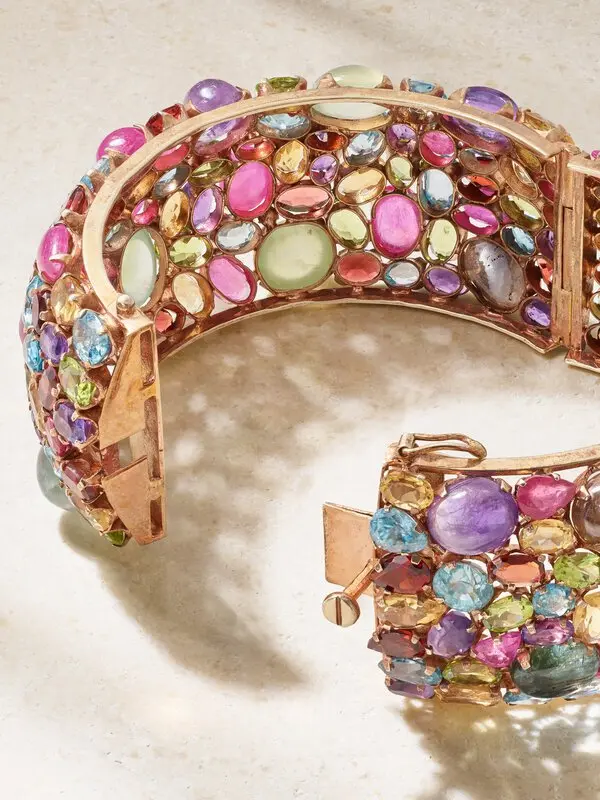 ELEUTERI Vintage 1960s 14-karat Rose Gold -stone Beaded Bracelet