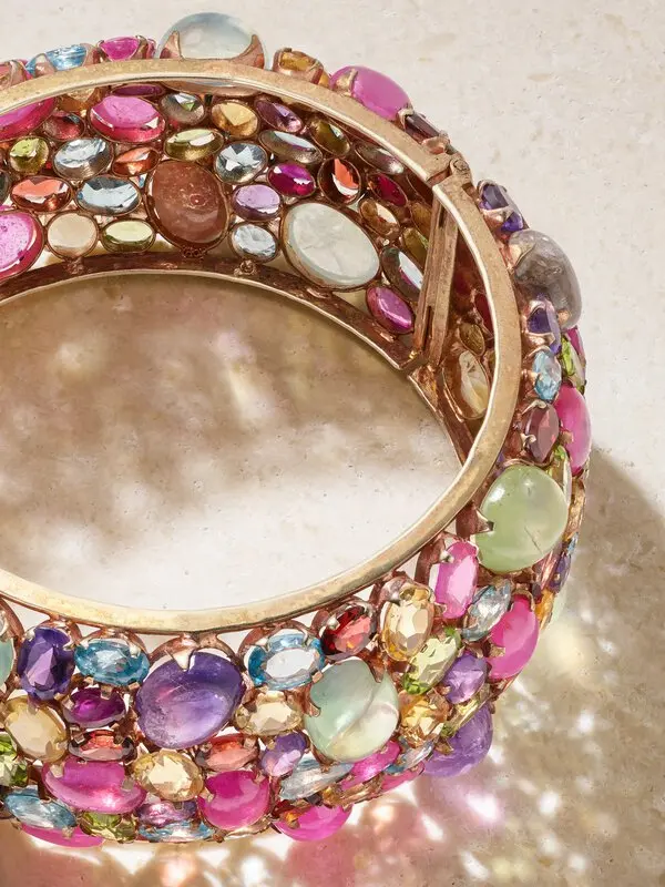 ELEUTERI Vintage 1960s 14-karat Rose Gold -stone Beaded Bracelet