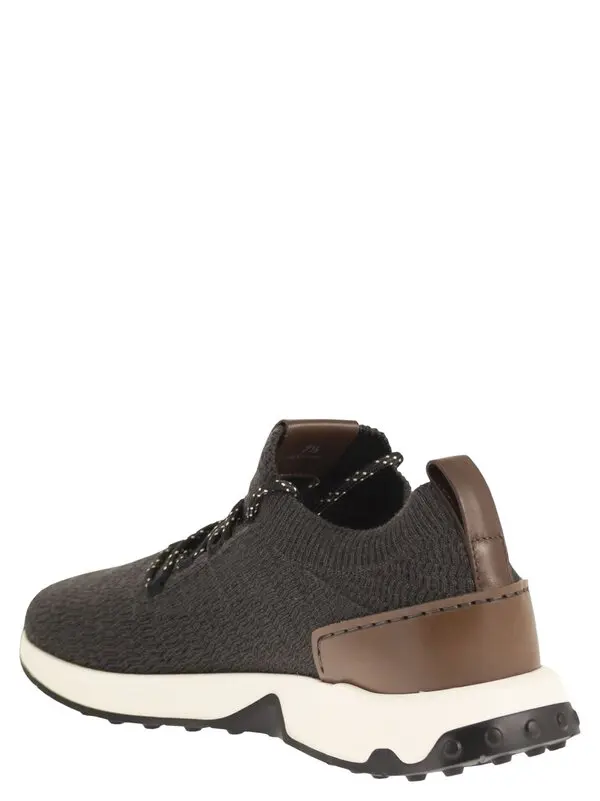 TOD'S Technical Fabric Sneakers With Leather Inserts - Black