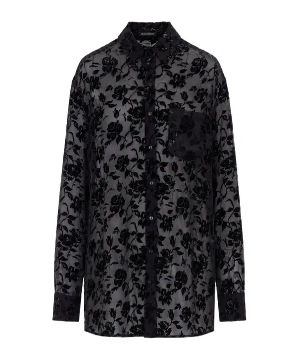 ANN DEMEULEMEESTER Sheer Floral Jacquard Shirt - Black