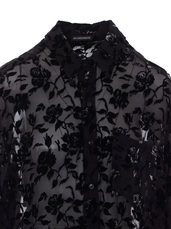 ANN DEMEULEMEESTER Sheer Floral Jacquard Shirt