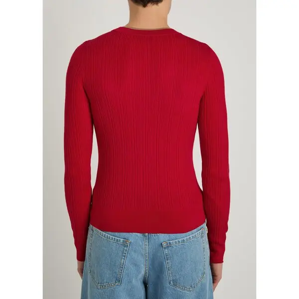 Dries Van Noten Round-neck Vertical Ribbed Knit Top