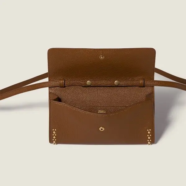 Miu Miu Leather Wallet With Shoulder Strap