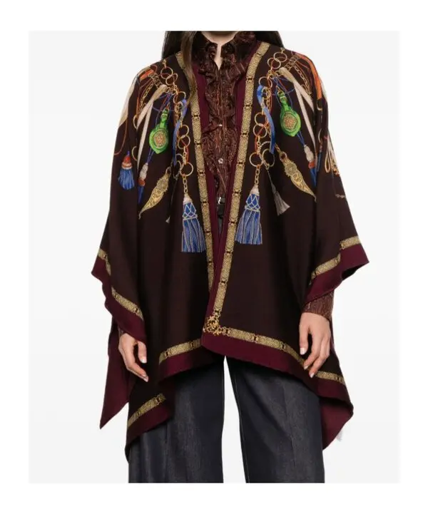 Etro Printed Open Front Cape - Black