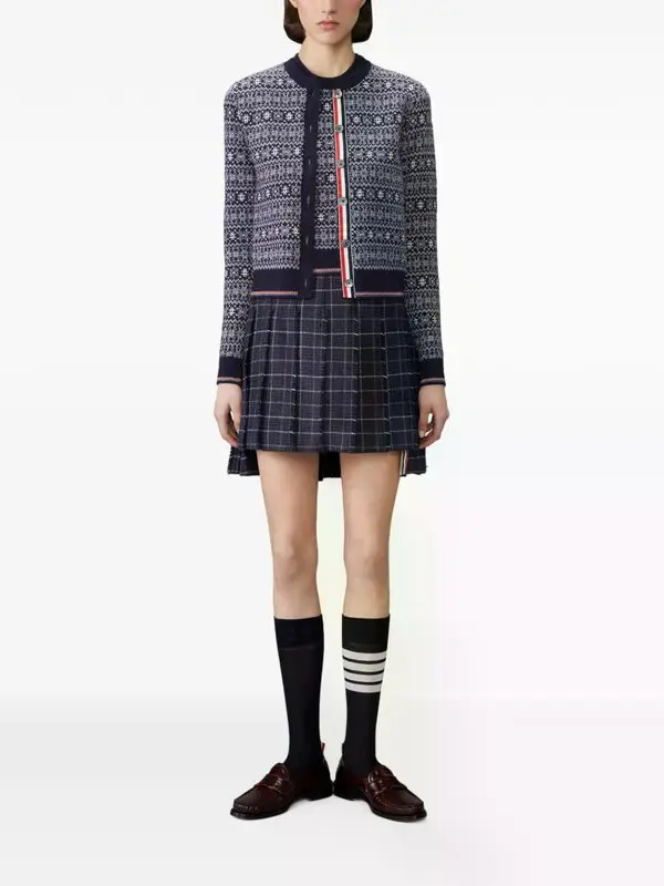 Thom Browne Merino Wool Jacquard Snowflake Cardigan