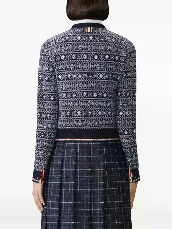 Thom Browne Merino Wool Jacquard Snowflake Cardigan
