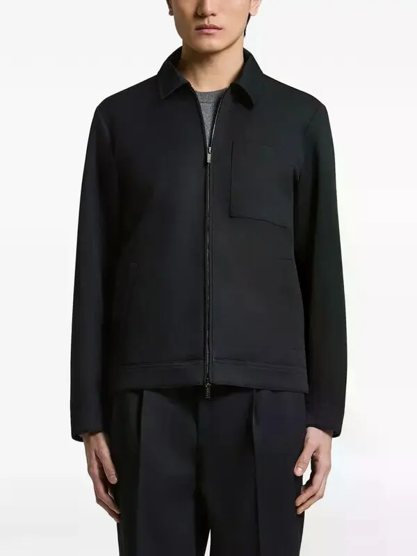 Peserico Zip-up Chest-pocket Shirt Jacket - Blue