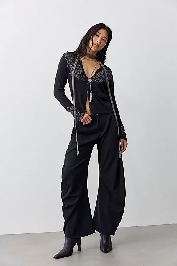 Free People We The Free Asher Long Sleeve Top - Black